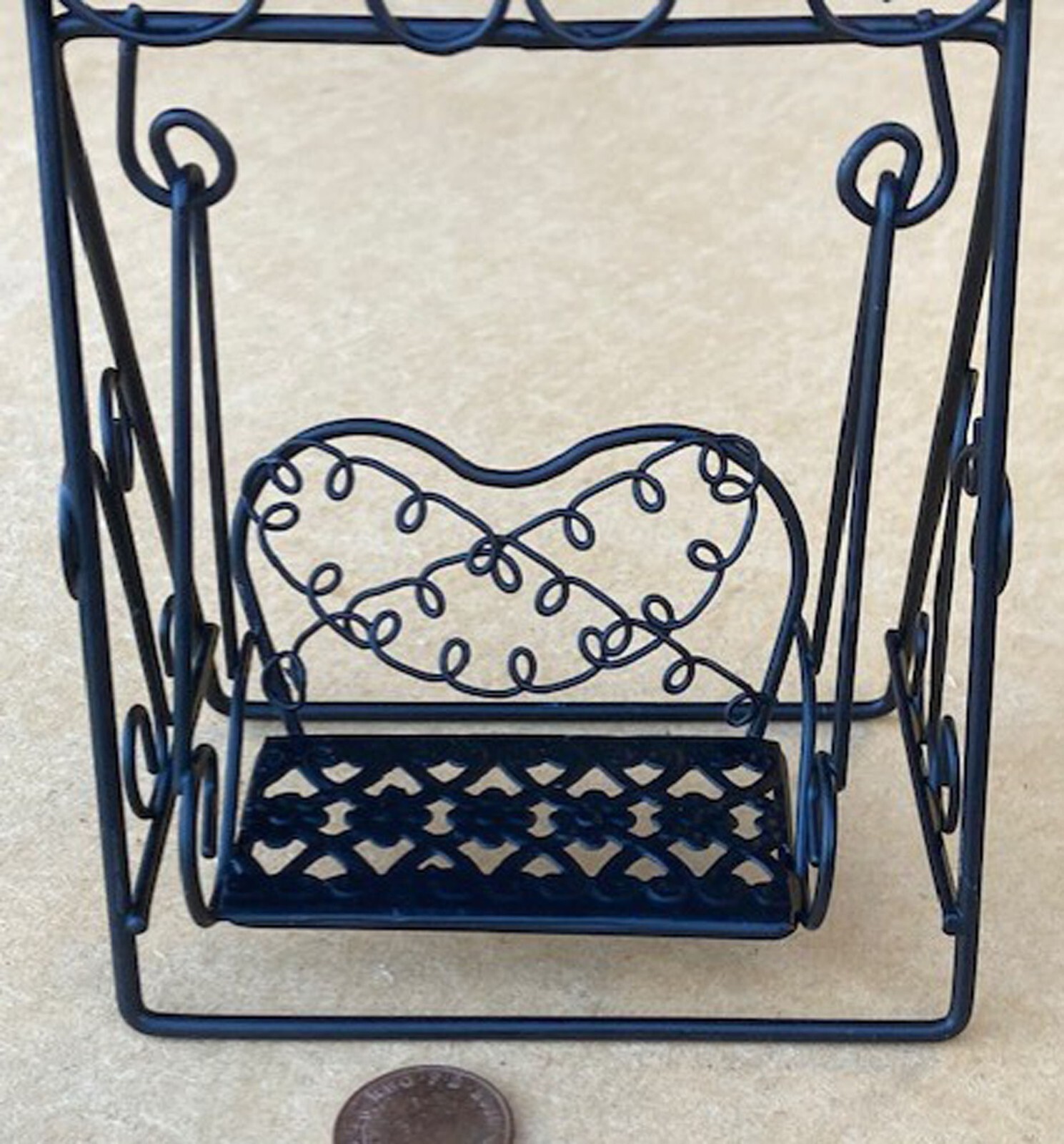 Dolls House Black Painted Wire Swing Seat Tumdee 1:12 Scale Miniature ...