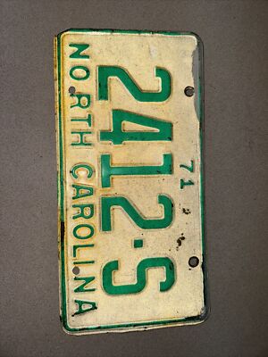 1971 NC License Plate North Carolina 2412-S Vintage Antique Rustic | eBay