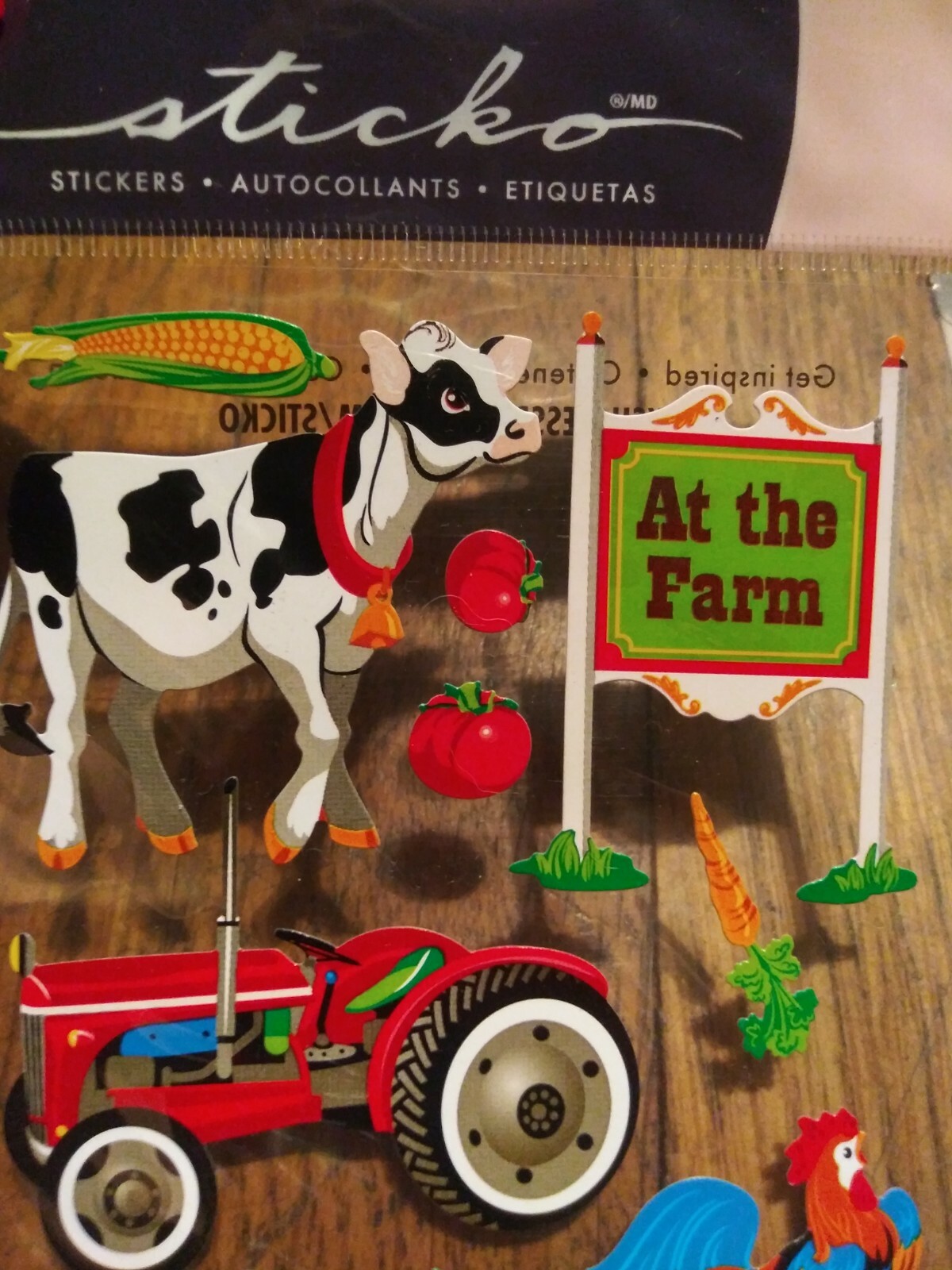 Scrapbooking Stickers Sticko At Farm Animals Barn Tractor Cow Rooster ...