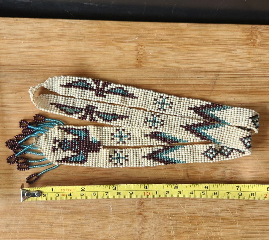 Vintage Native American Indian Woven Seed Bead Thunderbird Necklace ...