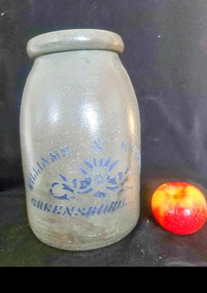 c1880 Williams & Reppert Greensboro Cobalt Blue Decorated Stoneware ...