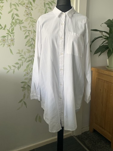 Kaffe Longline White Cotton Shirt Size 42 (16) With Front Pocket | eBay UK