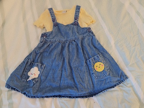 Tu Kids 2 Pc Denim Dungaree Dress Size 12-18m | eBay