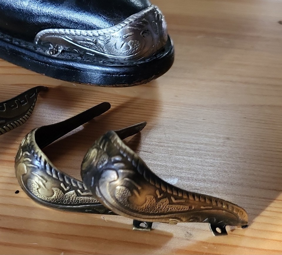 New Antique Gold Cowboy Western Boot Tips Toe Plates Pointy Toed Boots ...