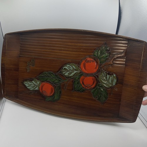 Vintage Platter 20” Long 11.75” Wide Faux Wood MCM Retro Vegetable Tray ...