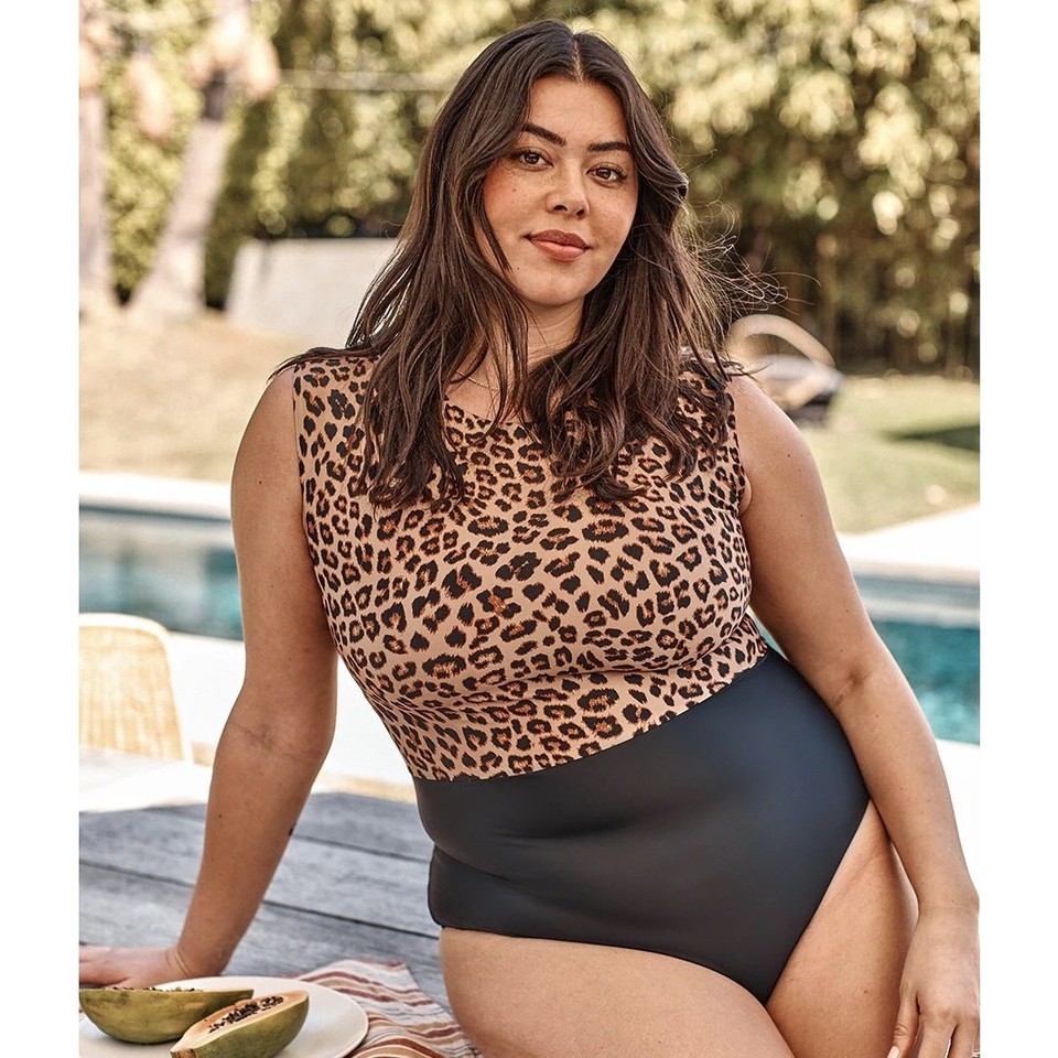 Summersalt The Surf High Neck Leopard Animal Print One Piece Swimsuit Size 8 | eBay