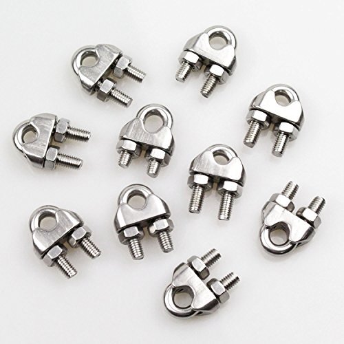 M5 304 Stainless Steel 5/32 Inch/5mm Wire Rope Cable Clip Clamp 10 ...