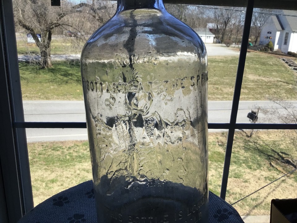 Vintage Chemung Spring Water Bottle Indian Embossed Graphic Half Gallon ...