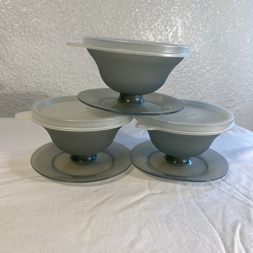 3 Vintage Tupperware Pudding Parfait Jello Dessert Cups/Lids 754-25 ...