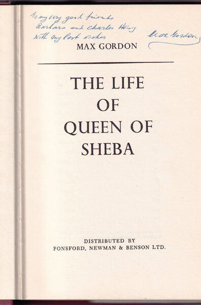 MAX GORDON - The Life of Queen Sheba (Large Hardcover, 1966, 1st Edn ...