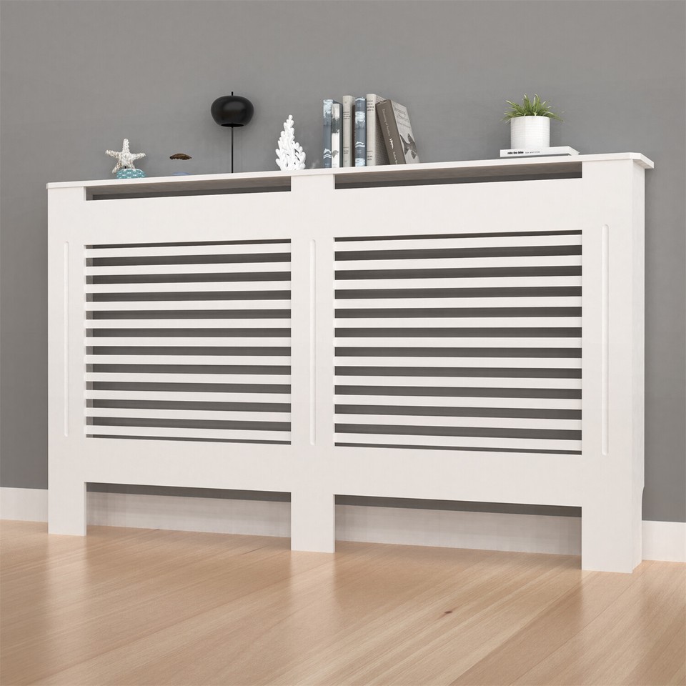 100cm White Radiator Cover Grill Shelf Cabinet Enclosure Moisture-proof ...