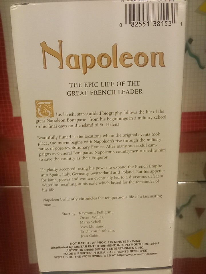 Napoleon: The Epic Life of the Great French Leader (VHS Simitar) Orson ...