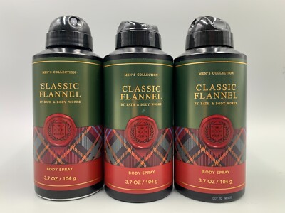 Bath & Body Works Classic Flannel Body Spray Full Size 3.7 Oz S/3 #4116 ...