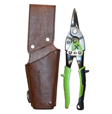Hammerex Straight Cut Aviation Tin Snips 250mm & leather pouch belt ...