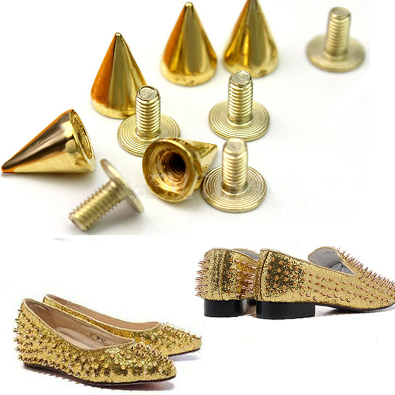 50pc 10mm Spots Cone Screw Metal Studs Leather Craft Rivet Pyramid ...