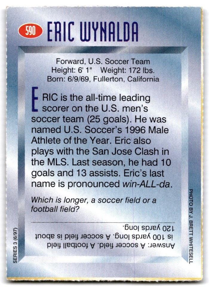 1997 Sports Illustrated for Kids Eric Wynalda | eBay