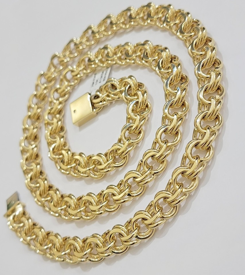 Real 10k Yellow Gold Chino Chain Necklace Solid Link 10mm 22"-26" 10kt ...