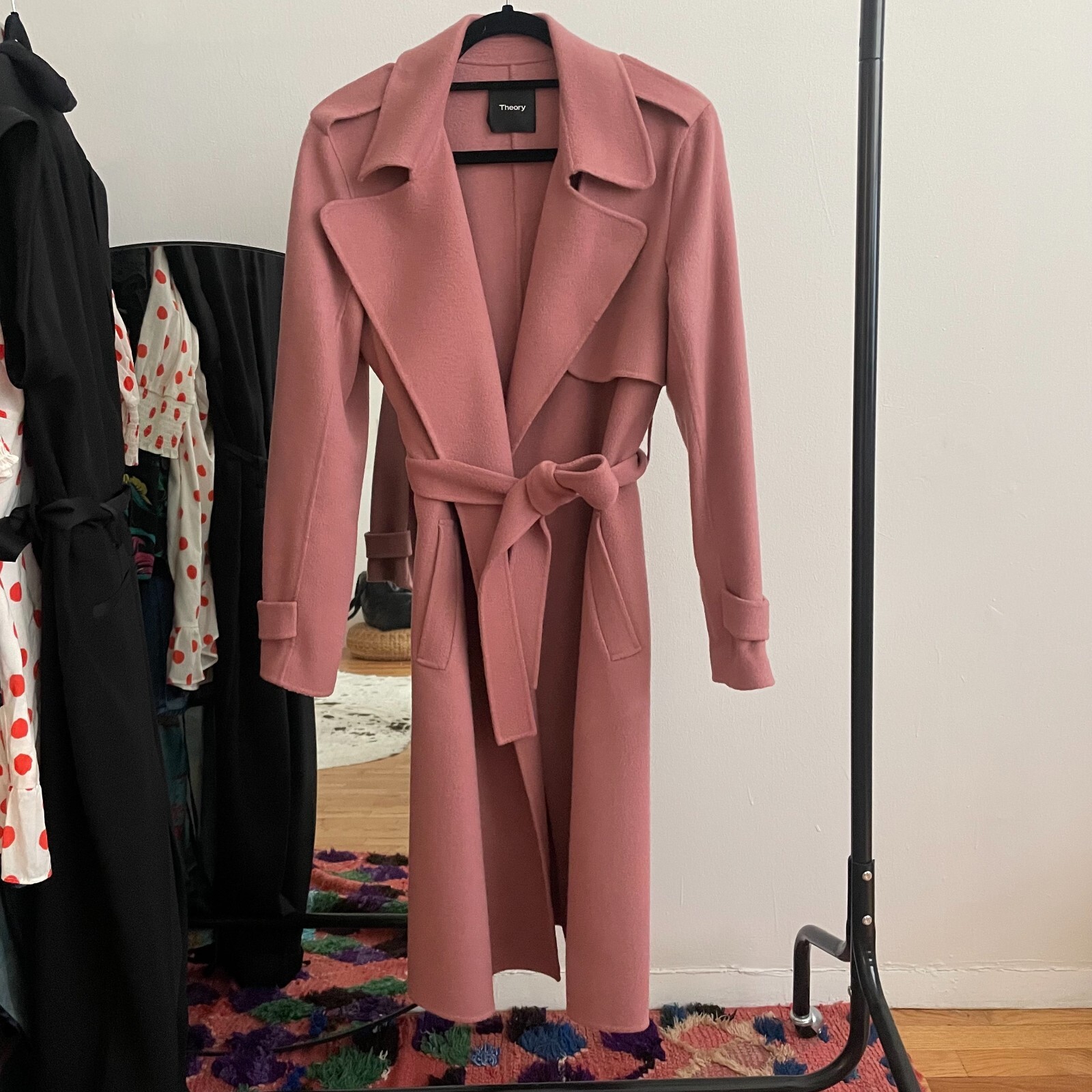 THEORY Belted Wool Cashmere Trench Coat - Gem