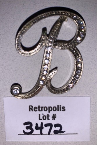 Rhinestone Letter B Initial Monogram BROOCH Pin Vintage | eBay