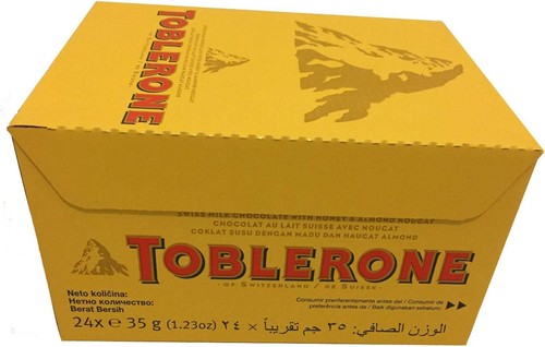Toblerone 24 x 35g Bars - Swiss Milk Chocolate with Honey & Almond ...