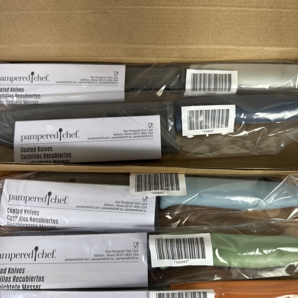 New Pampered Chef COATED KNIFE SET OF 6 Kitchen Tools 100837 Dishwasher ...