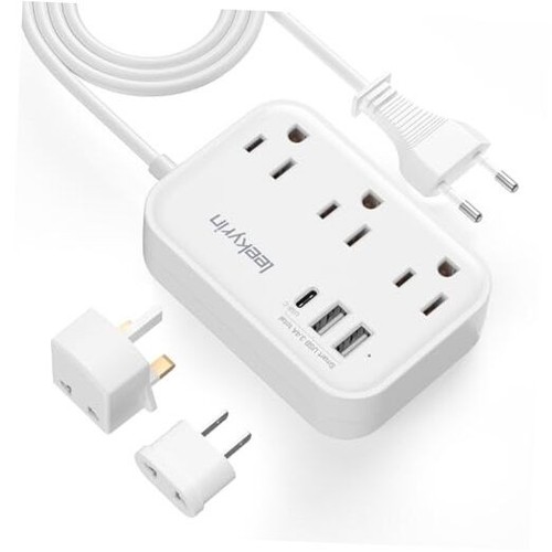 European Travel Plug Adapter, US to UK Europe Power Strip for 3FT-EU/UK ...