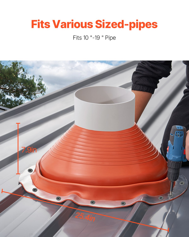 High Temp Flexible Silicone Metal Roof Pipe Flashing Boot for 10" - 19 ...