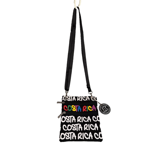 Robin Ruth Costa Rica Fabric Crossbody Bag Black Multi-Color 6.5"x8 ...