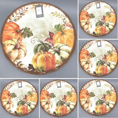 6 Rachel Ashwell Fall Pumpkin Melamine Dinner Plate Set Harvest ...