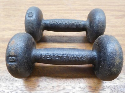 Awesome 2 Antique Cast Iron Healthways 5 Pound Barbells, Dumbells ...