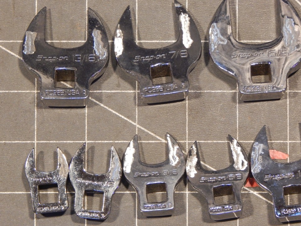 Snap On 15Pc SAE 3/8 Drive Open End CrowFoot Set 3/8" 1 1/4" Dr FC Crow ...