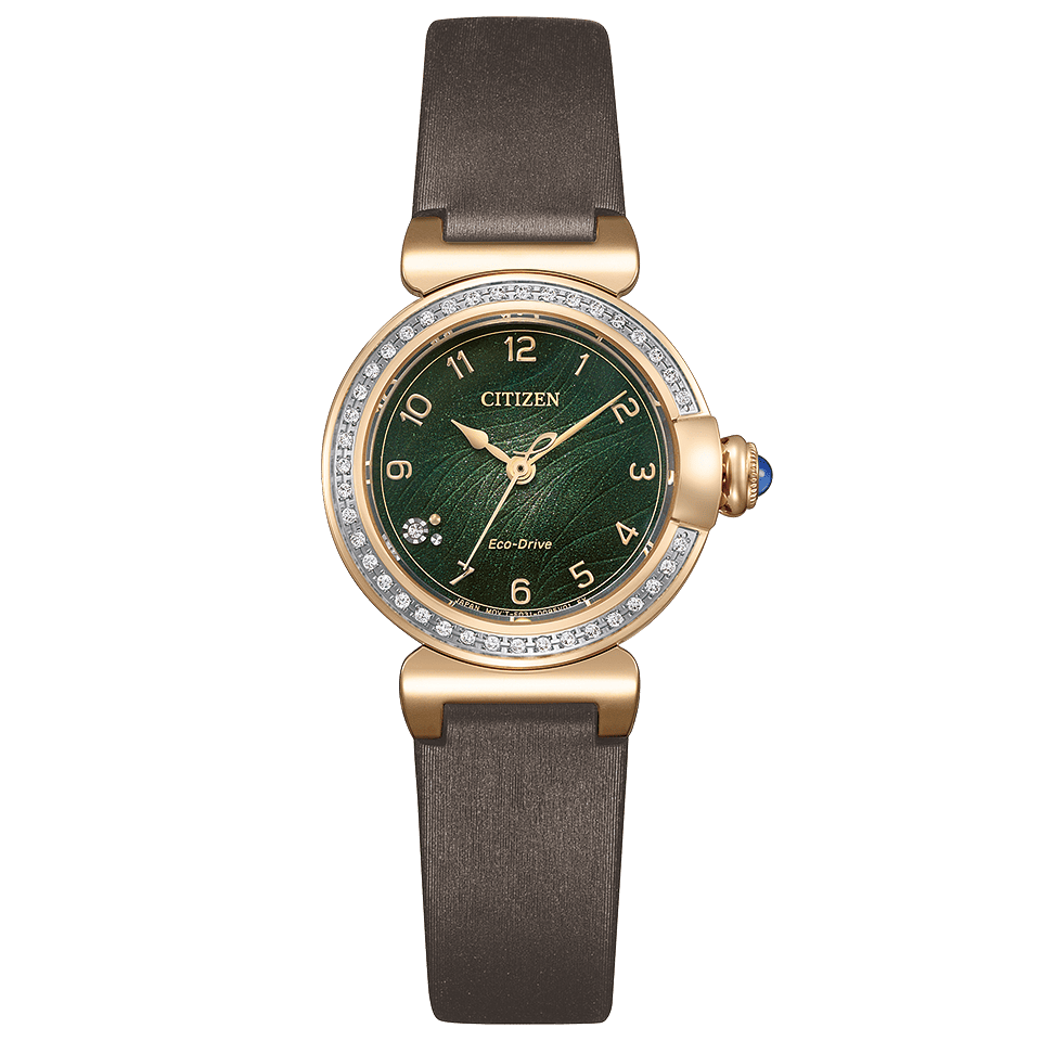 CITIZEN L ROUND Collection EM1123-62X Eco-Drive Solar Watch Gold Green ...