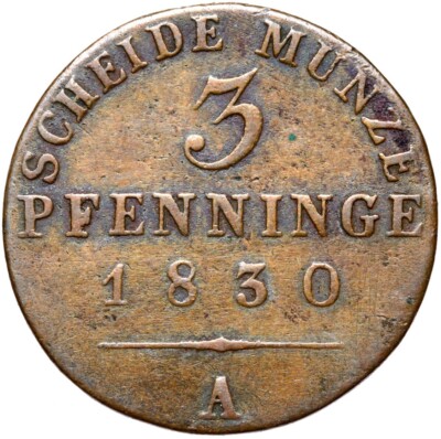 Prussia - Friedrich Wilhelm III. - Coin - 3 Pfennig 1830 A Berlin ...