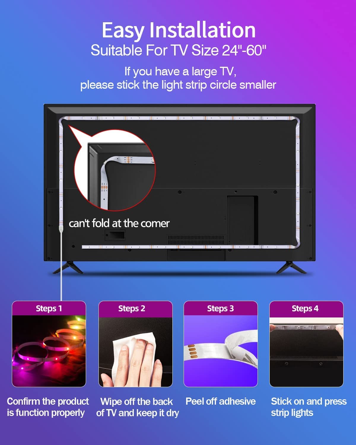 LED Lights for TV, 9.8FT TV Led Backlight Lights for 32-60Inch TV USB ...