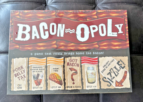 Late For The Sky Bacon Opoly Board Game COMPLETE Sealed Sizzle Family ...