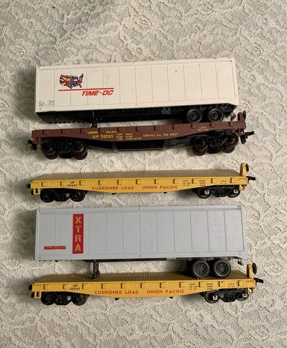Three Union Pacific HO Model Train Flat Cars UP 50597, UP 50595 | eBay
