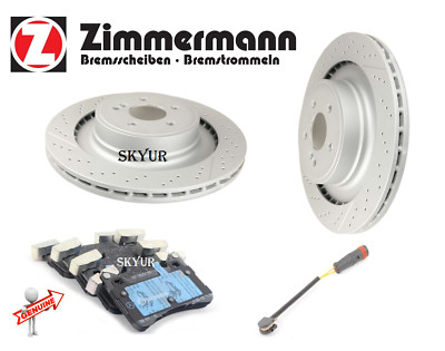 Rear Brake Disc Rotors With Brake Pads & Sensor For Mercedes C63 CLS63 ...