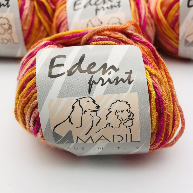 Madil Eden Print Yarn Lot of 7 Orange Pink Yellow 03971 Bamboo Made in ...