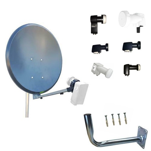 60cm Zone 2 Solid Round Satellite Dish kit LNB LMB Bracket Twin Quad ...
