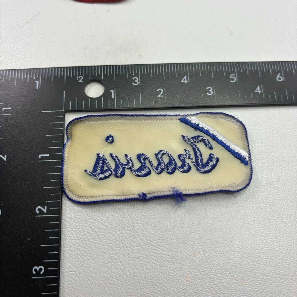 USED Retro Cursive Blue Stripe TRAVIS Name Patch (Uniform Work Shirt ...