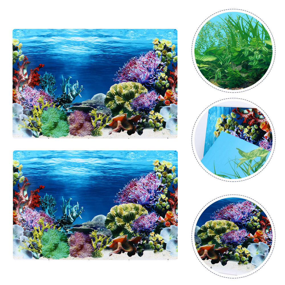 2 Pcs Thick Film Paper Fish Tank Stickers Aquarium Adhesive 3d ...