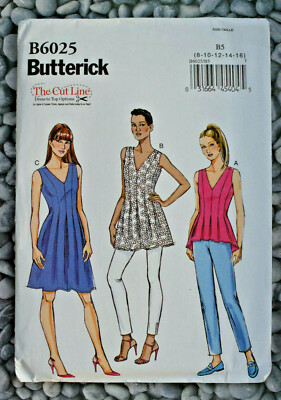 BUTTERICK 6025 NEW TOP TUNIC DRESS TUCKS 8 10 12 14 16 UC FF V NECK | eBay