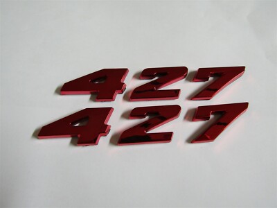 FORD 427 ENGINE ID FENDER HOOD SCOOP QUARTER PANEL TRUNK EMBLEMS RED ...
