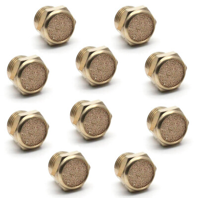 10Pcs Brass Sintered Bronze Breather Vent Flat Pneumatic Muffler Filter ...