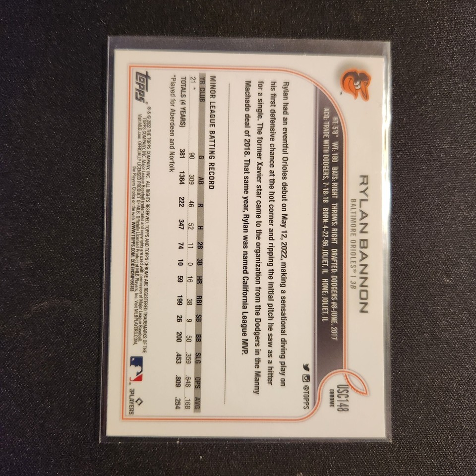 2022 Topps Chrome Rylan Bannon Purple No. USC148 Orioles L11 | eBay