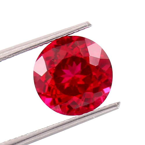 10.5X10.5mm Natural Certified Flawless Burmese Red Ruby Round Cut Loose ...