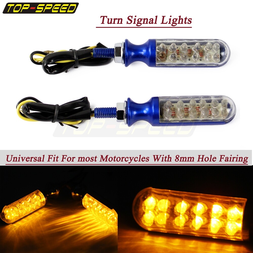 Motorcycle Blue 8mm Bolt LED Turn Signals Light Indicator Blinker For ...