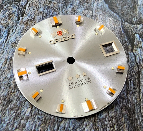 Nos Dial Vintage orient 25J automatic 28mm 2 window 54567-265 Orange ...