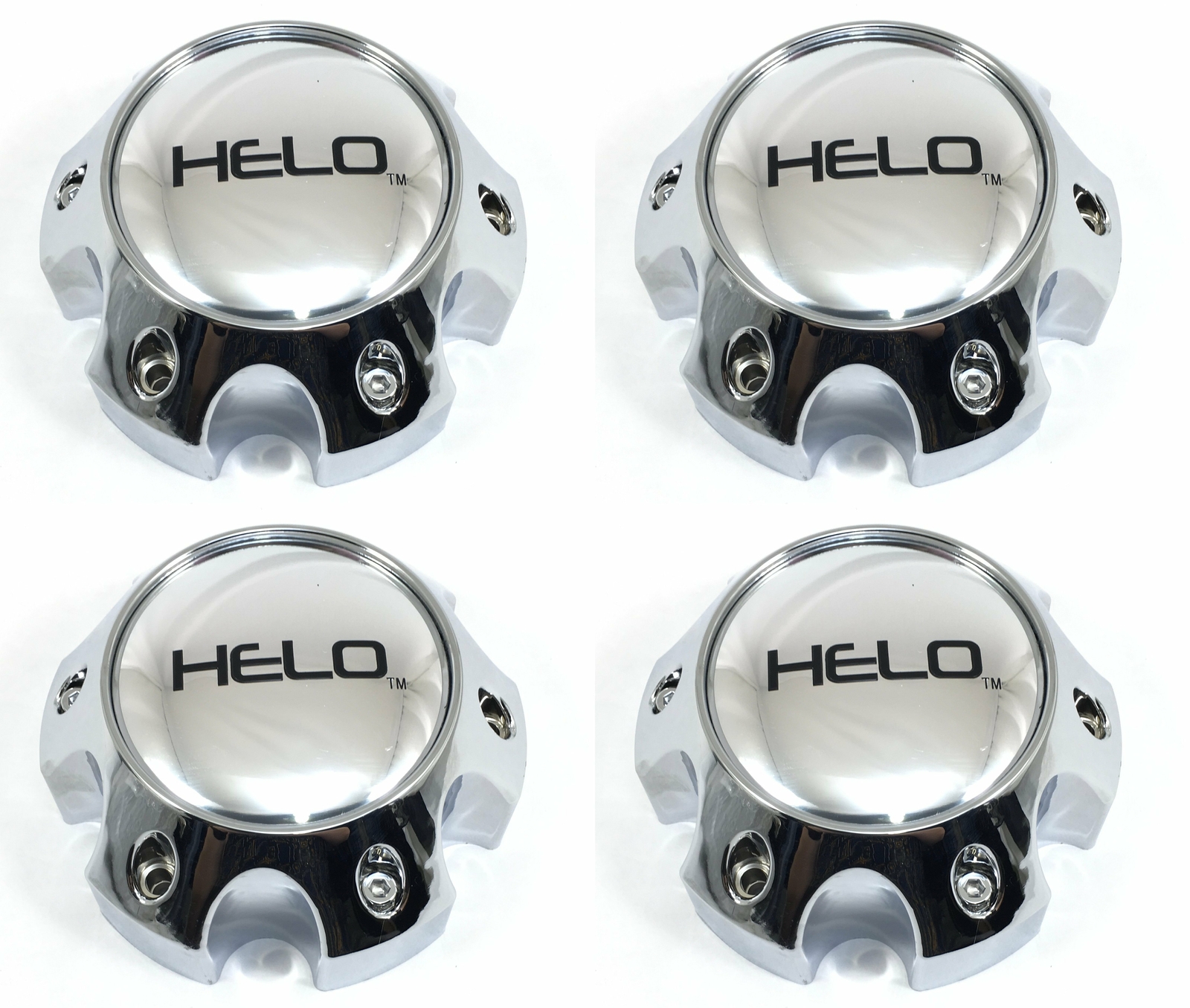 4 Helo Chrome Wheel Center Hub Caps Bolt-On for 6x5.5 6x139.7 HE904 ...