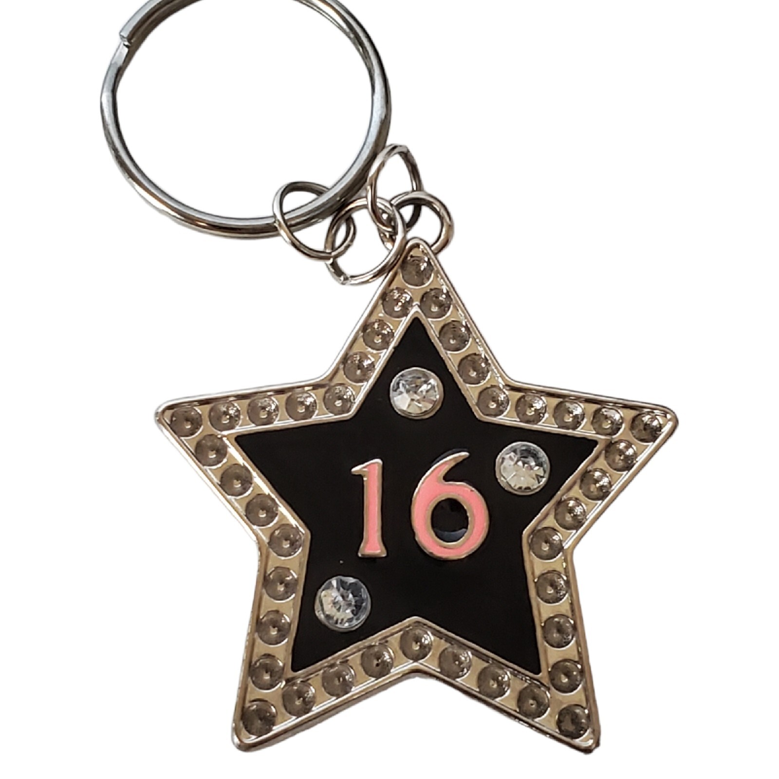 Sweet 16 Key Chain Star Bling Birthday Black Pink | eBay
